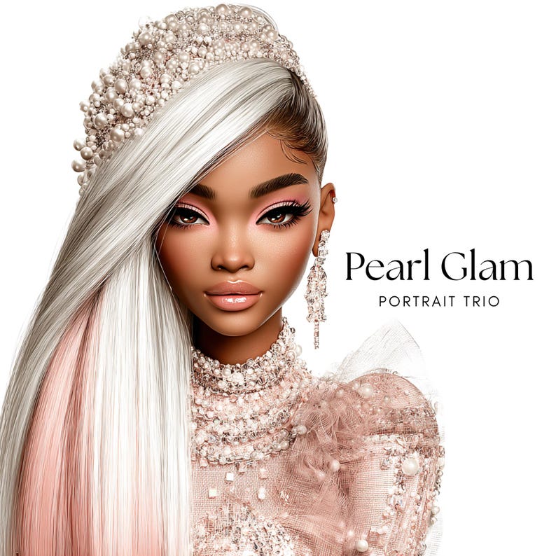 Pearl Glam Portrait Trio – Beauty Brand Mascot PNG Set - Etsy