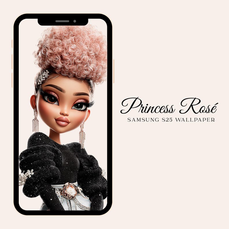 Princess Rosé | Samsung S25 Black Girl Glam Wallpaper – Luxury Phone ...