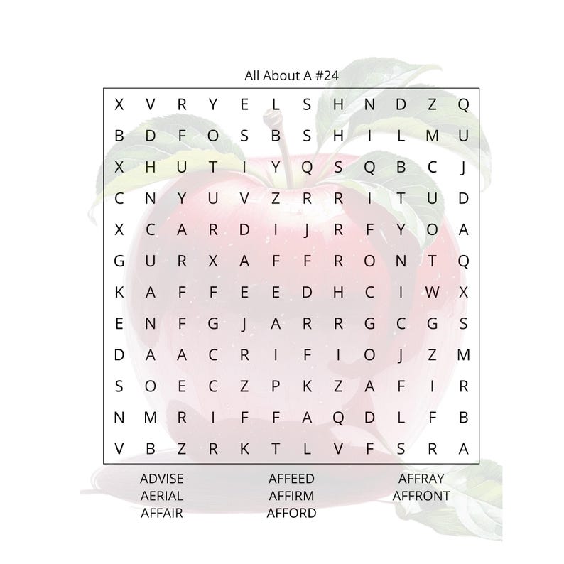 70 Word Search Puzzles | Letter A Edition | Stylish PDF With Solutions ...