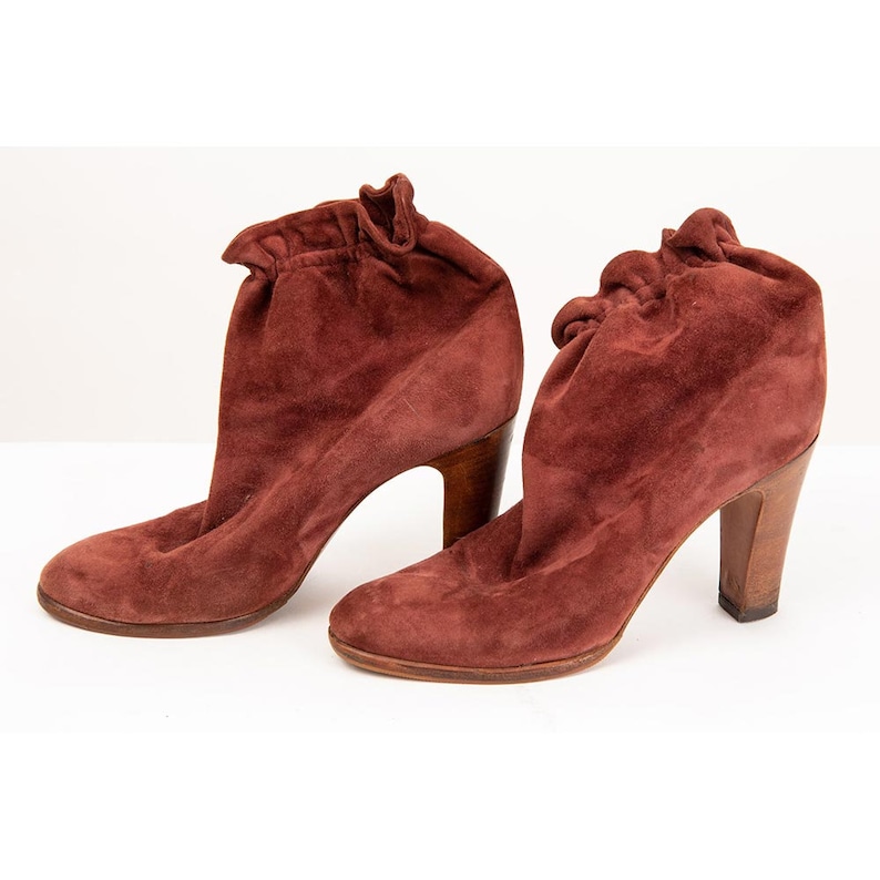 Vintage Red Suede Ankle Boots / 1980s Violacci Pixie Scrunch - Etsy