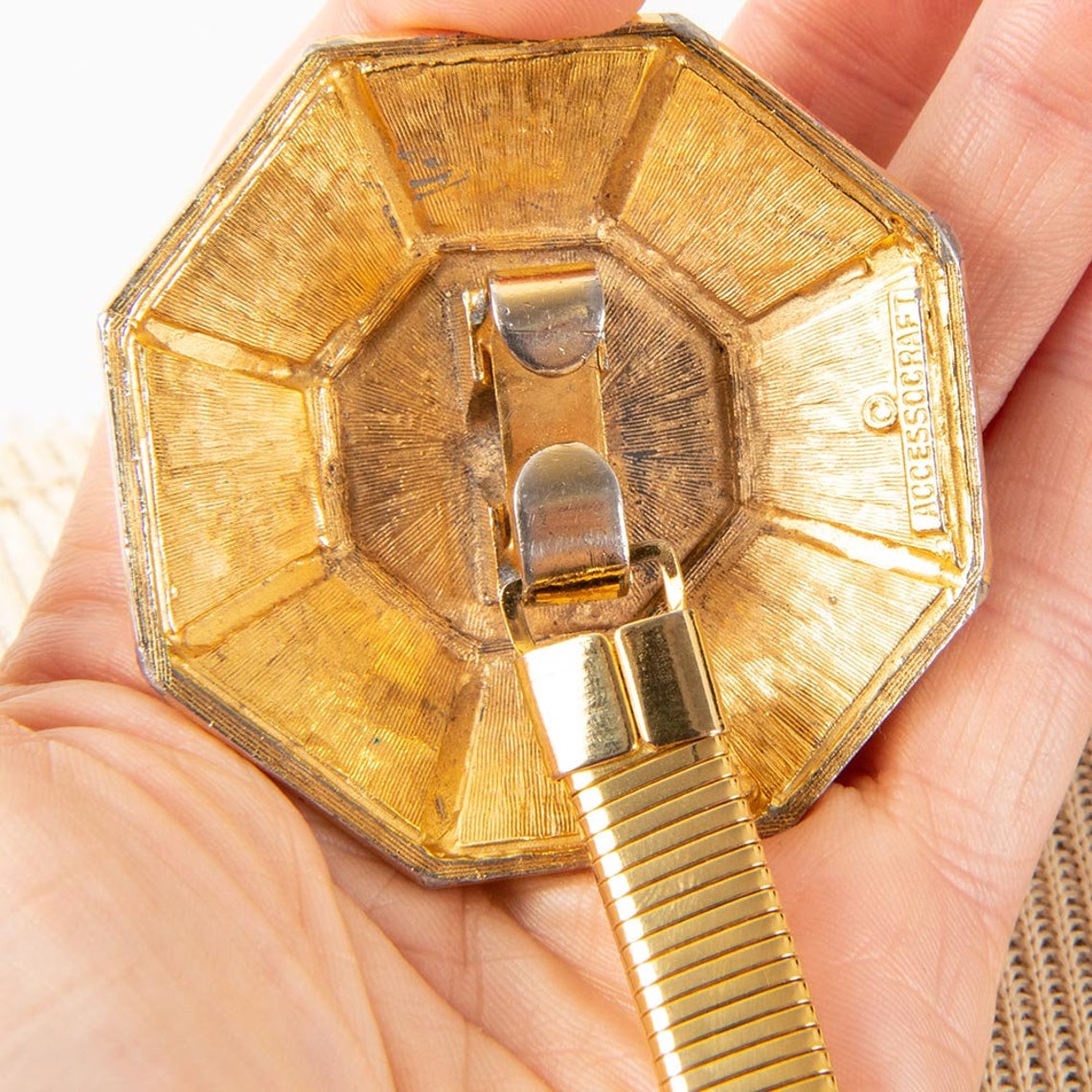 Vintage Accessocraft Spider Web Belt / 1960s Skinny Coil Belt / Octagon ...