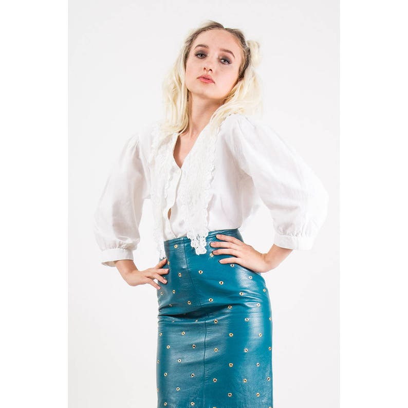 Vintage white middy style blouse / 1980s does 1920s / Puff | Etsy