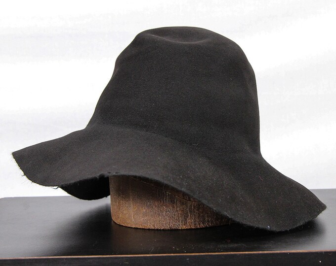 Vintage Floppy Hat / Black Wide Brim Hat / 60's Boho Festival Hat S M ...