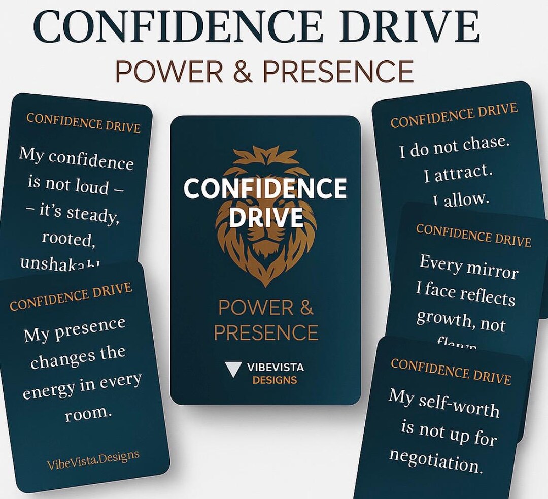 Confidence Drive Affirmation Cards – Power & Presence (printable PDF ...