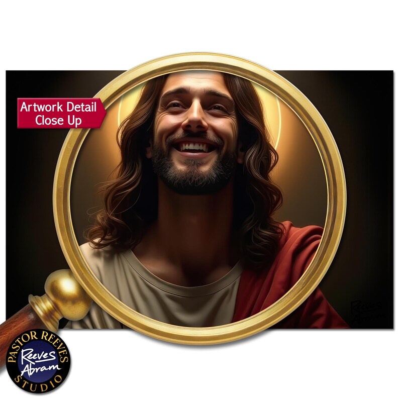 Smiling Jesus Wall Art Printable - Joyful Christ Portrait With Golden ...