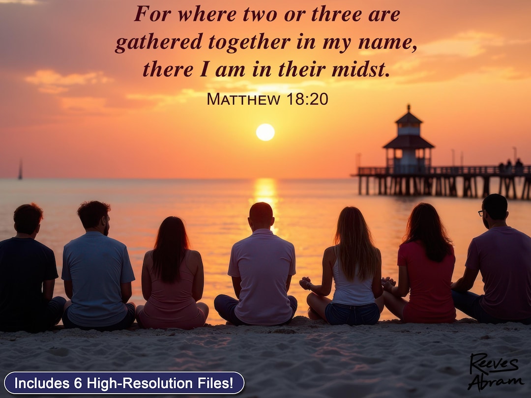 Gathered in His Name | Digital Download | Christian Wall Art | Sunset ...