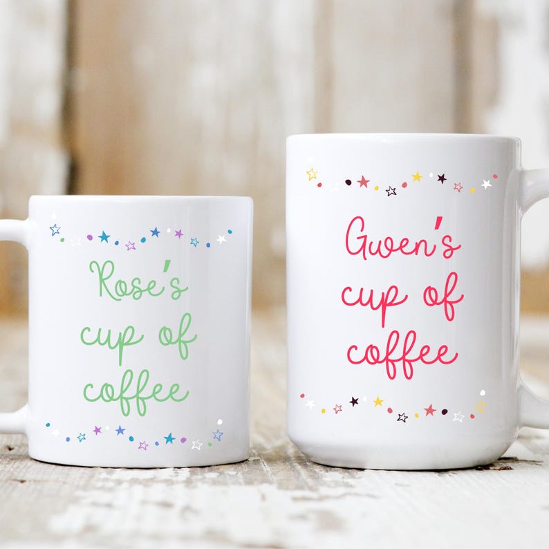 Personalized Coffee Mug – Custom Star Border, Coffee Lover Gift - Etsy
