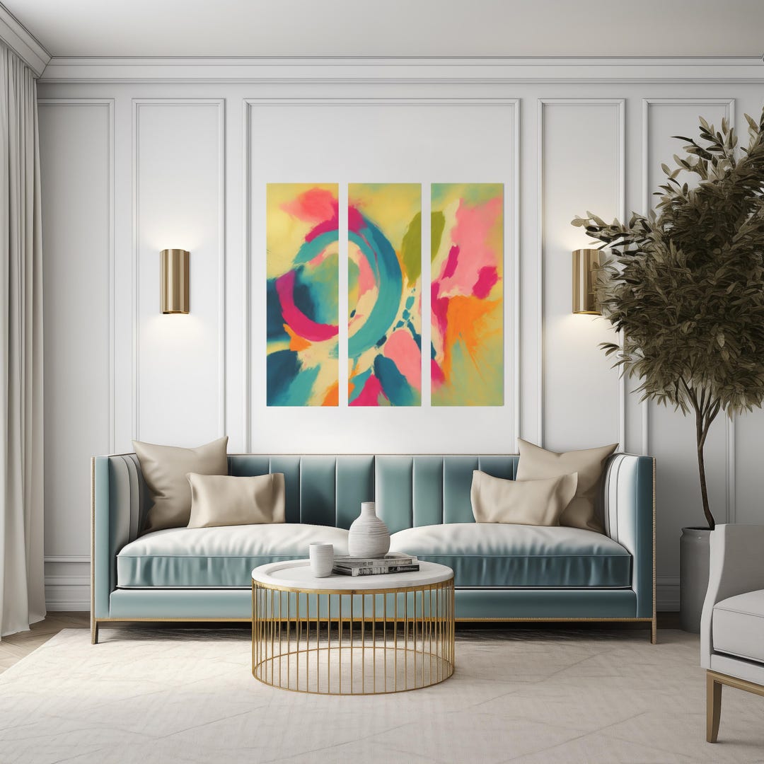 Colorful Abstract Acrylic Triptych Wall Art Modern Statement Piece - Etsy