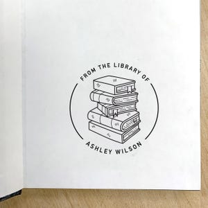 Book Stamp, Book Stacks Stamp, Custom Ex Libris Stamp, Personalized ...
