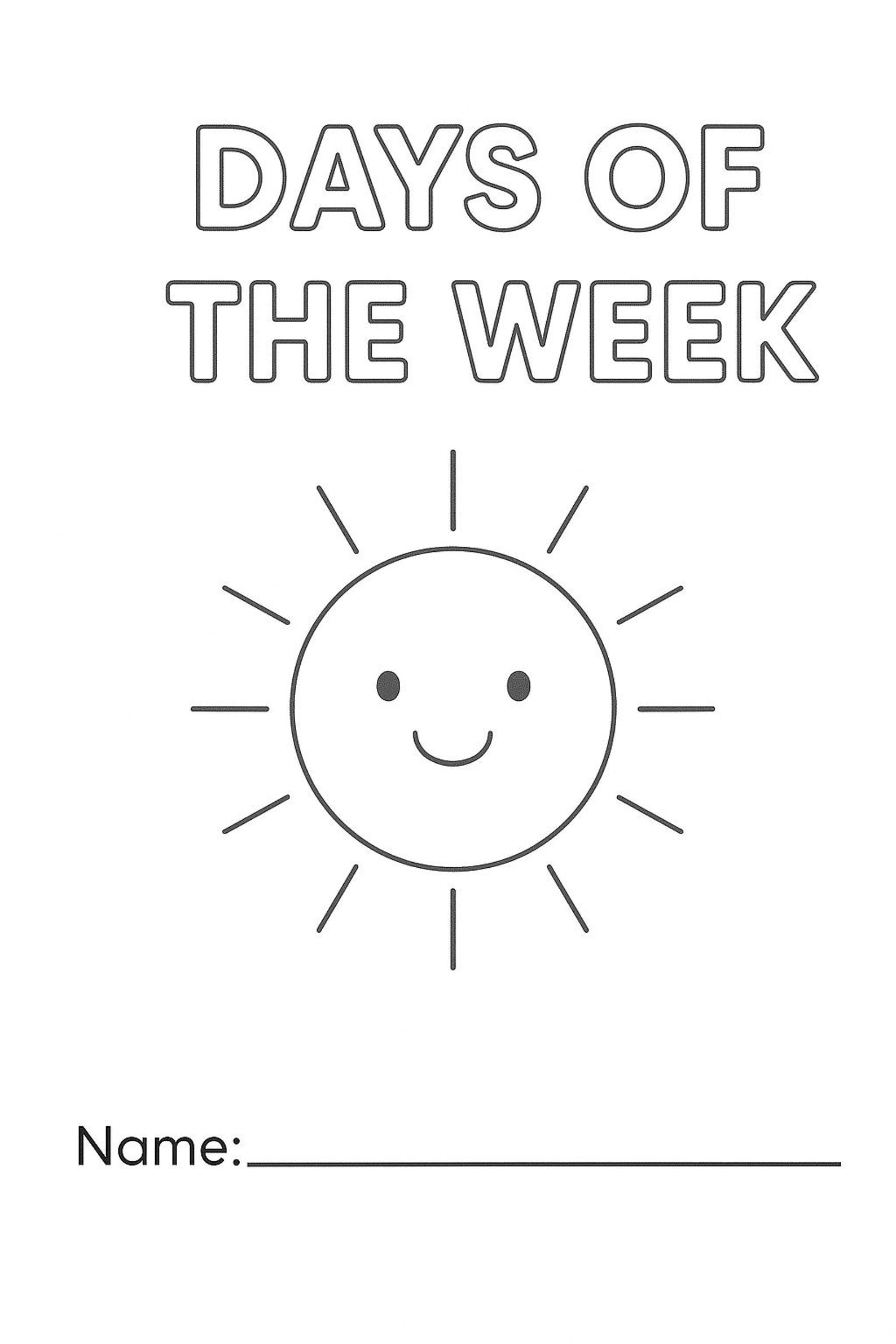 Days of the Week Coloring Pages for Kids – 7 Printable Activity Sheets ...