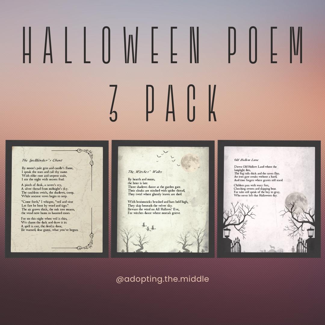 3 Pack of Moody Halloween Poem Printables | Spooky Wall Art | Gothic ...