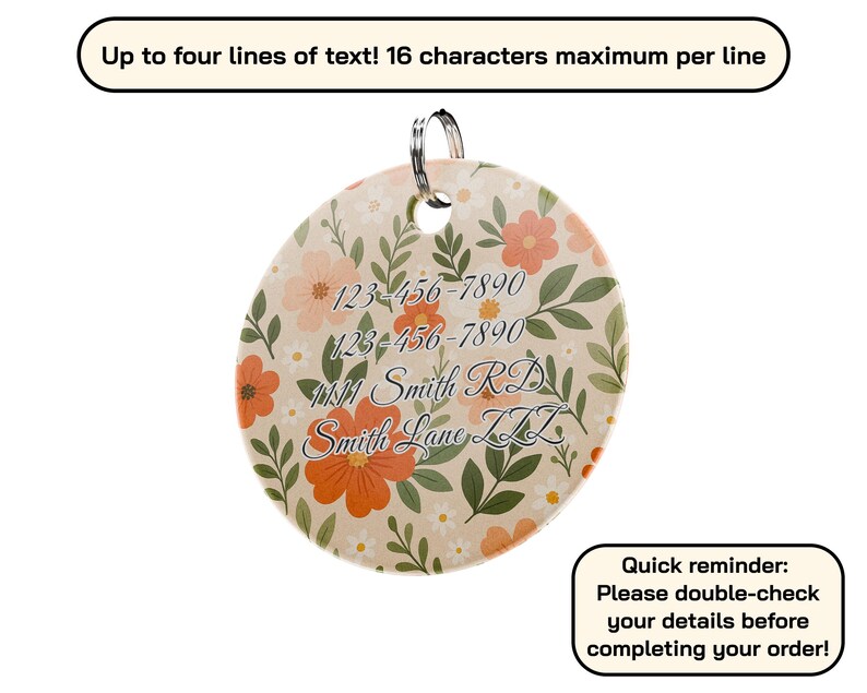 Floral Personalized Metal Pet ID Tag: Wildflower Durable Aluminum Dog ...