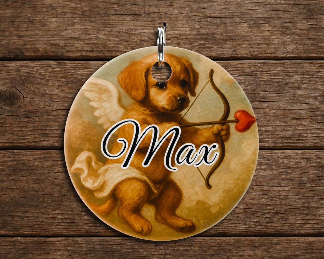 Cupid Pup Personalized Dog ID Tag, Custom Metal Valentine’s Day Tag ...