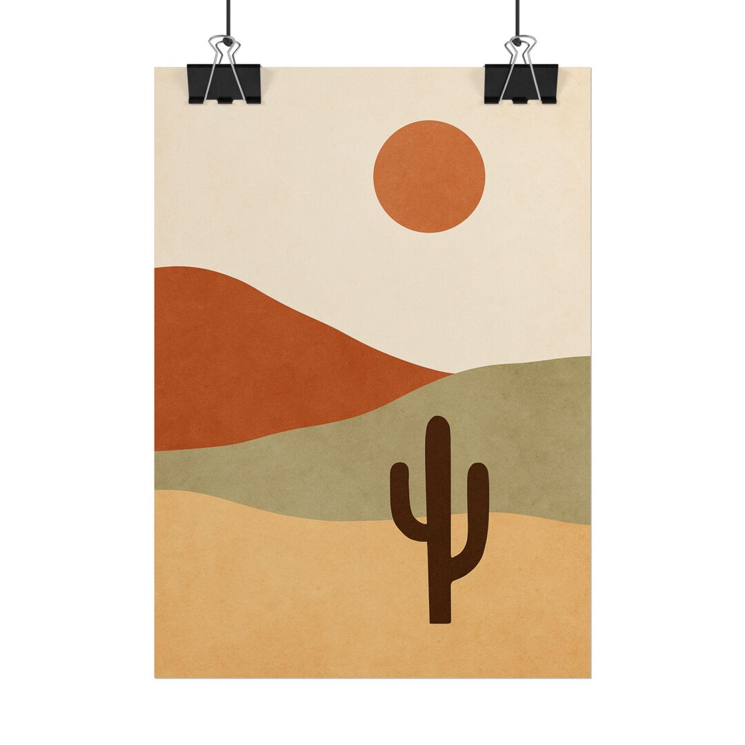 Cliffside Calm [poster]. Minimalist Boho Desert Landscape Poster ...