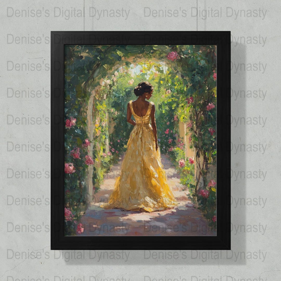 Garden Stroll Wall Art, Woman in Yellow Dress Print, Impressionist ...
