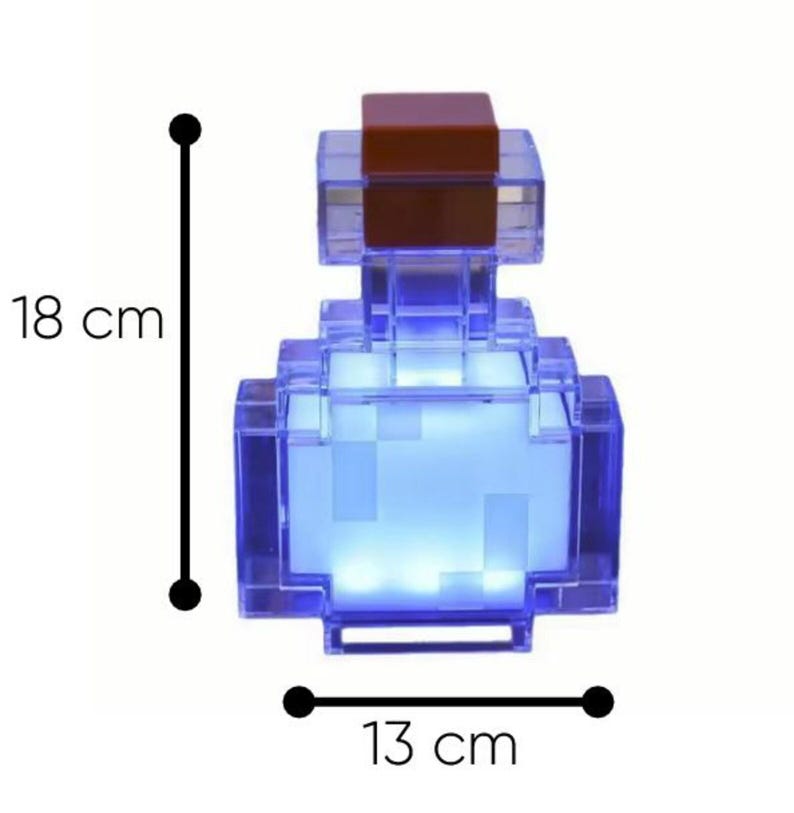 MINECRAFT - Pixel Art LED Potion Lamp – Blue Night Light – Gamer Room ...