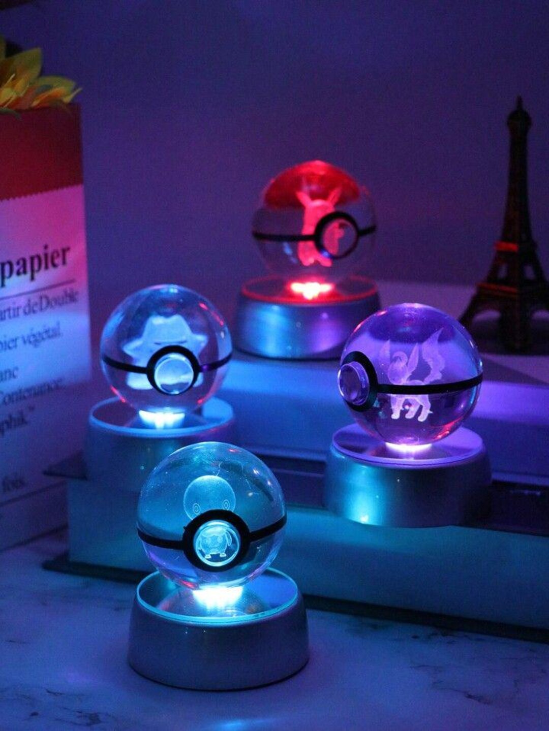 Pokemon Crystal Ball 3D Toys Snorlax Mewtwo Pikachu Figures Pokémon ...
