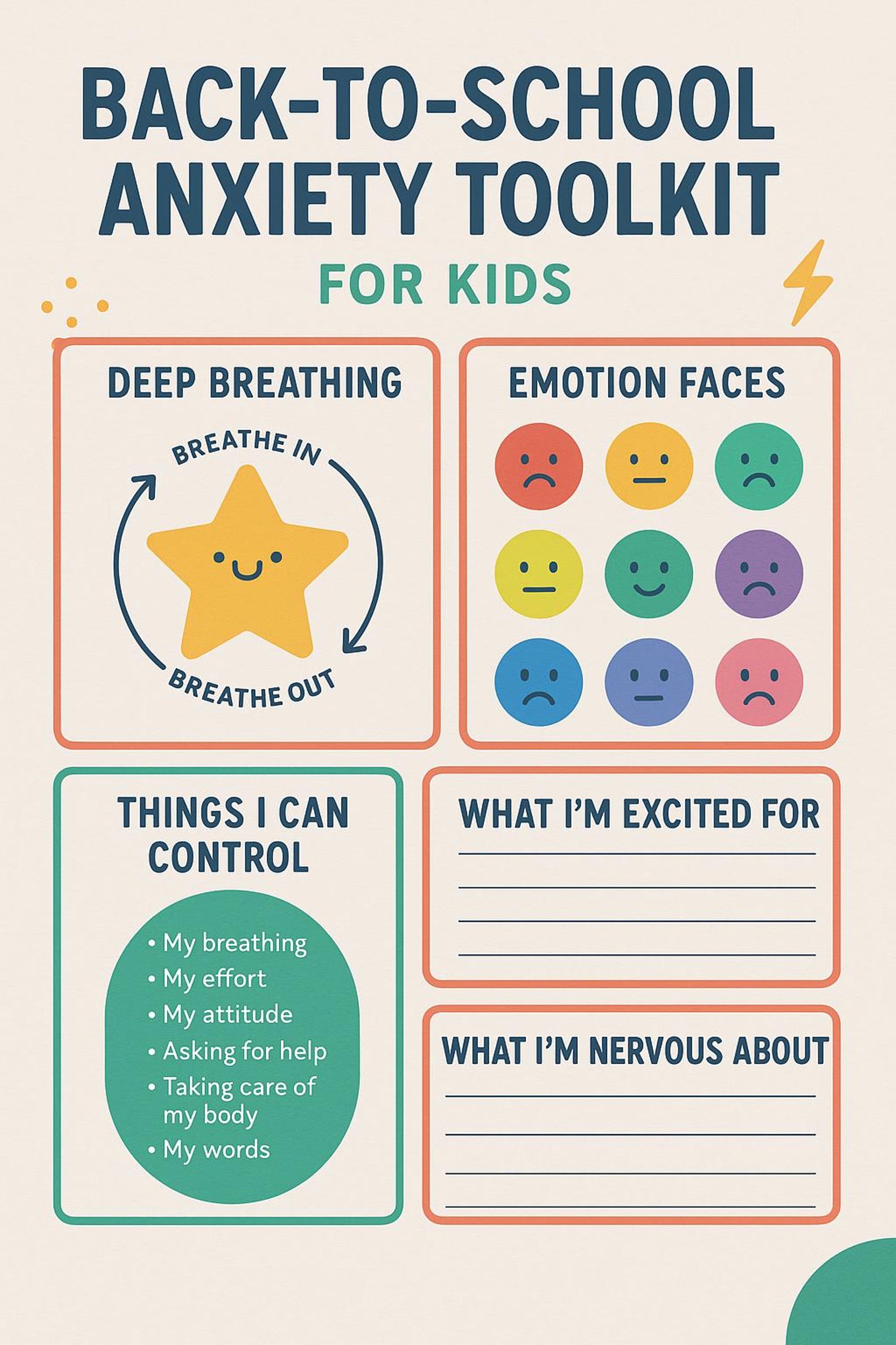 Back to School Anxiety Checklist for Kids | Printable Coping Strategies ...