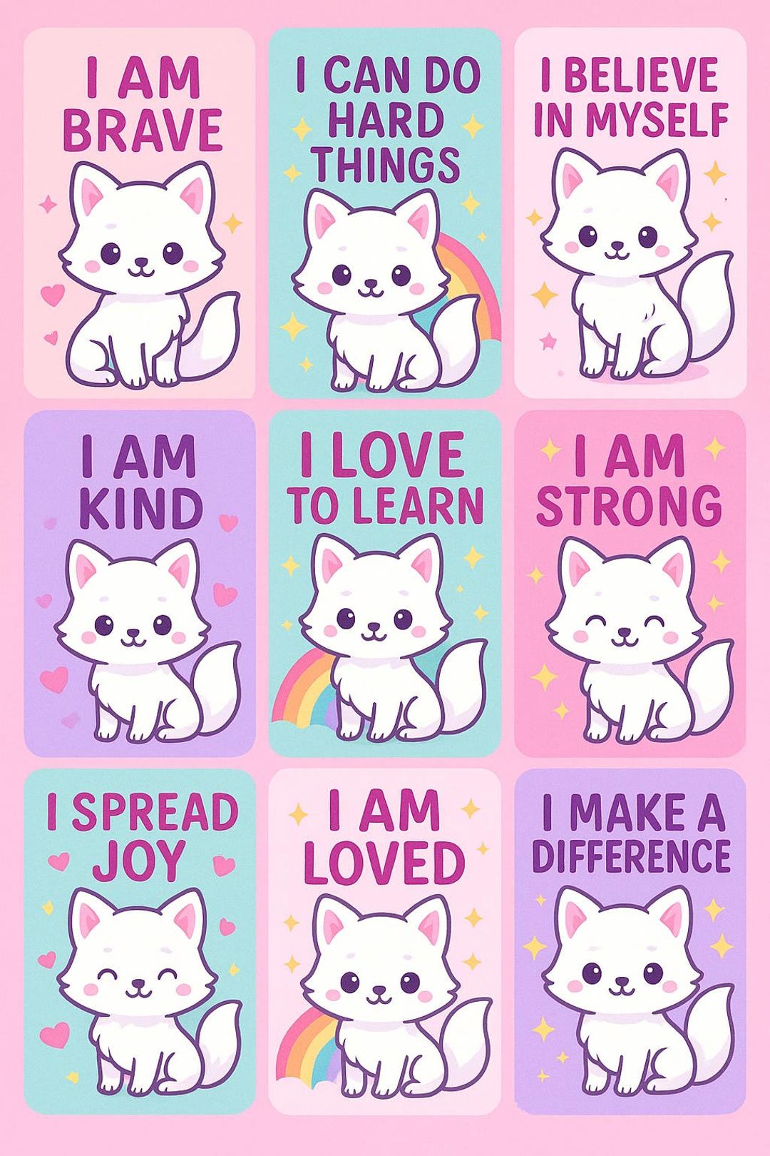 Back to School Affirmation Chart for Kids | Printable Mirror Notes ...