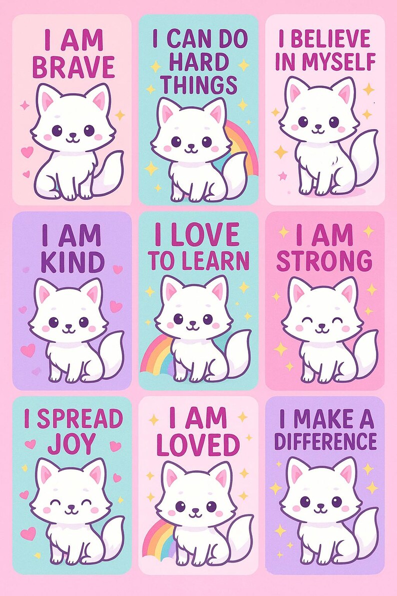 Back to School Affirmation Chart for Kids | Printable Mirror Notes ...