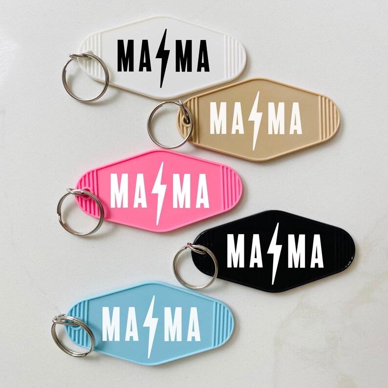 Lightning Mama Retro Motel Keychain, Cute Gift Idea, Car Accessory, Mom ...