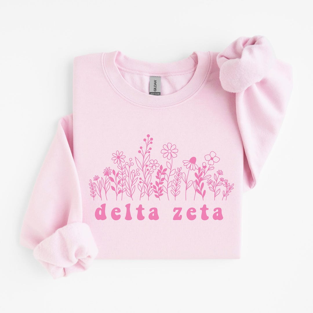 Delta Zeta Pink Flowers Sorority Sweater, Sorority Rush Gift, Big ...