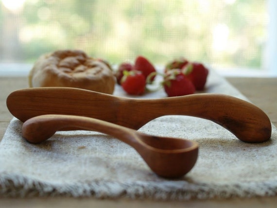 Items similar to Cherry Knife and Jam Spoon - Cherry Breakfast Set on Etsy