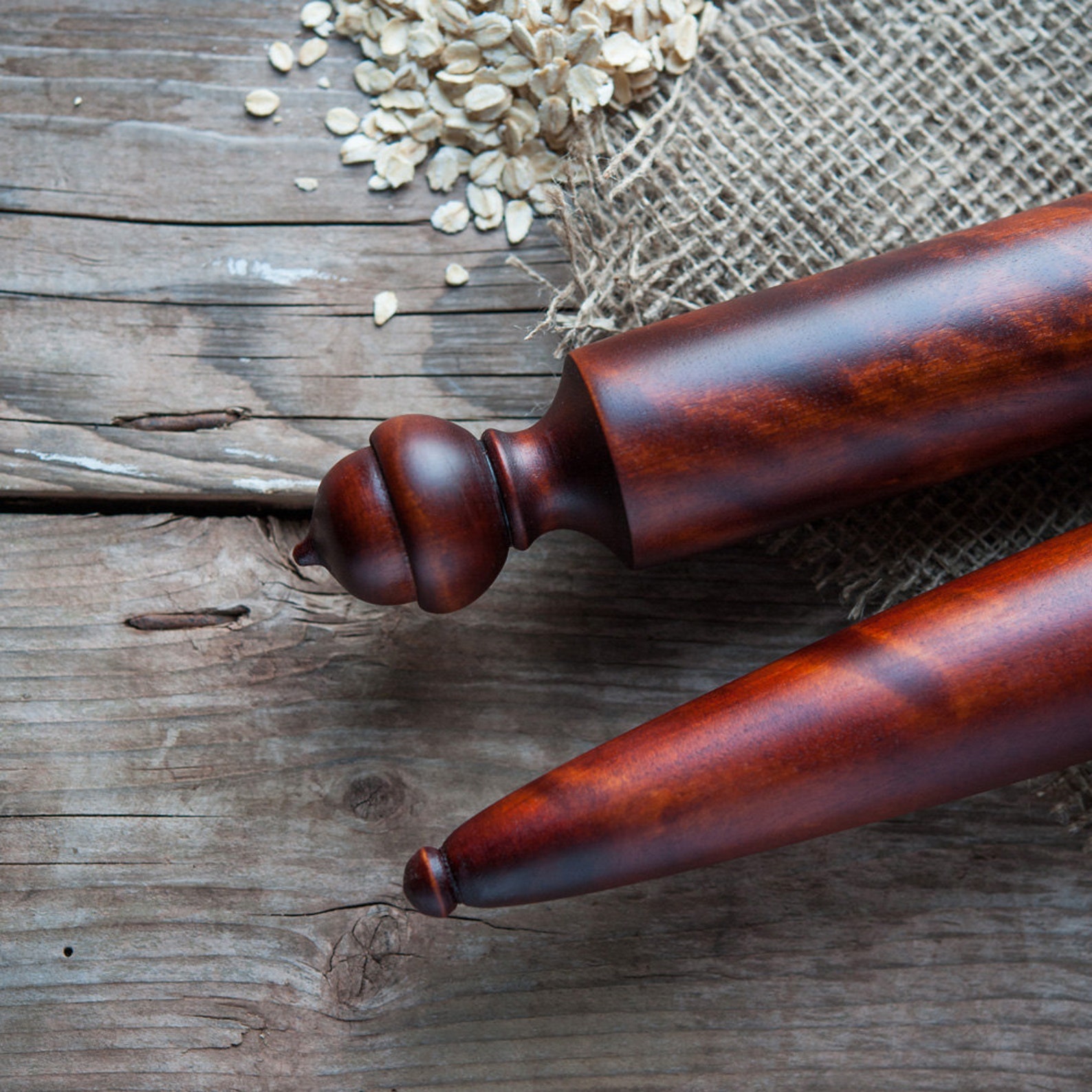 Acorn Pastry Baton, Tapered Rolling Pin, French Pin, Dark Rolling Pin ...