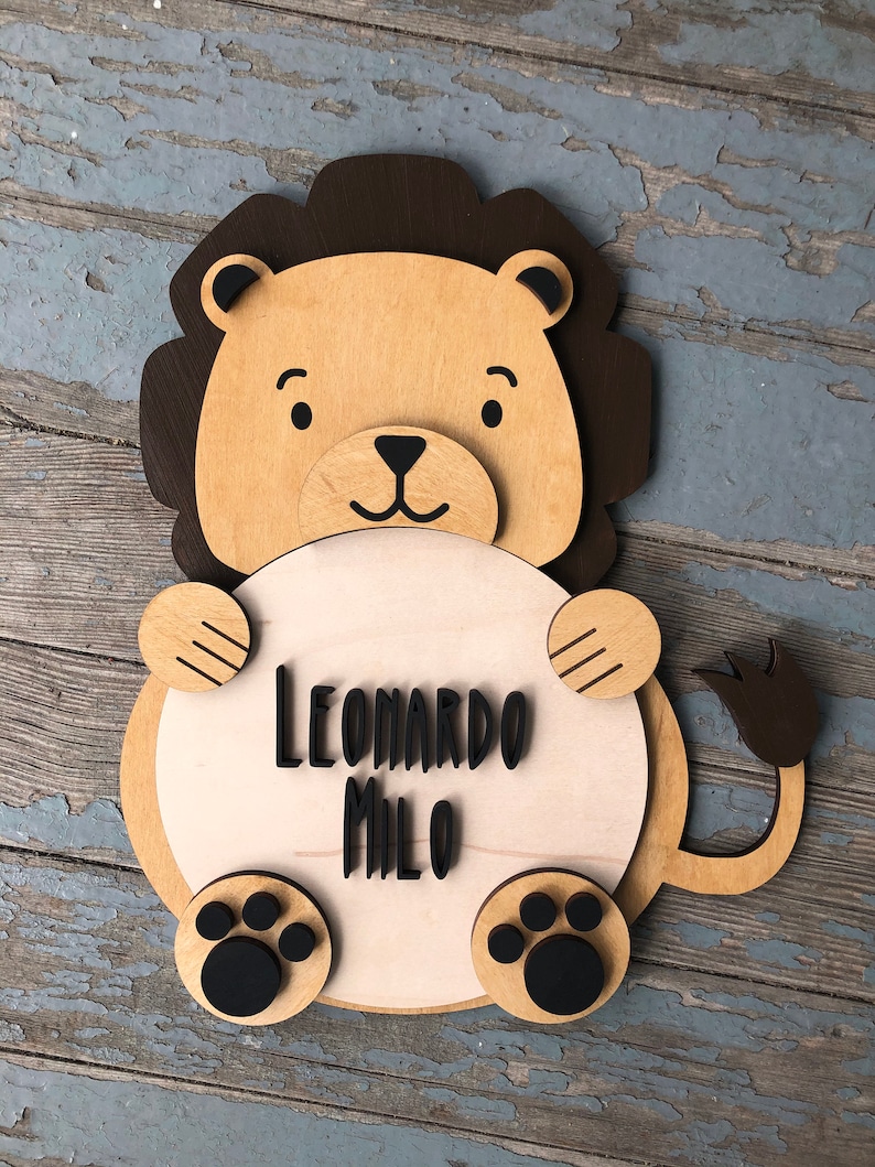 Custom Nursery Sign Newborn Round Sign Lion Round Sign Lion - Etsy