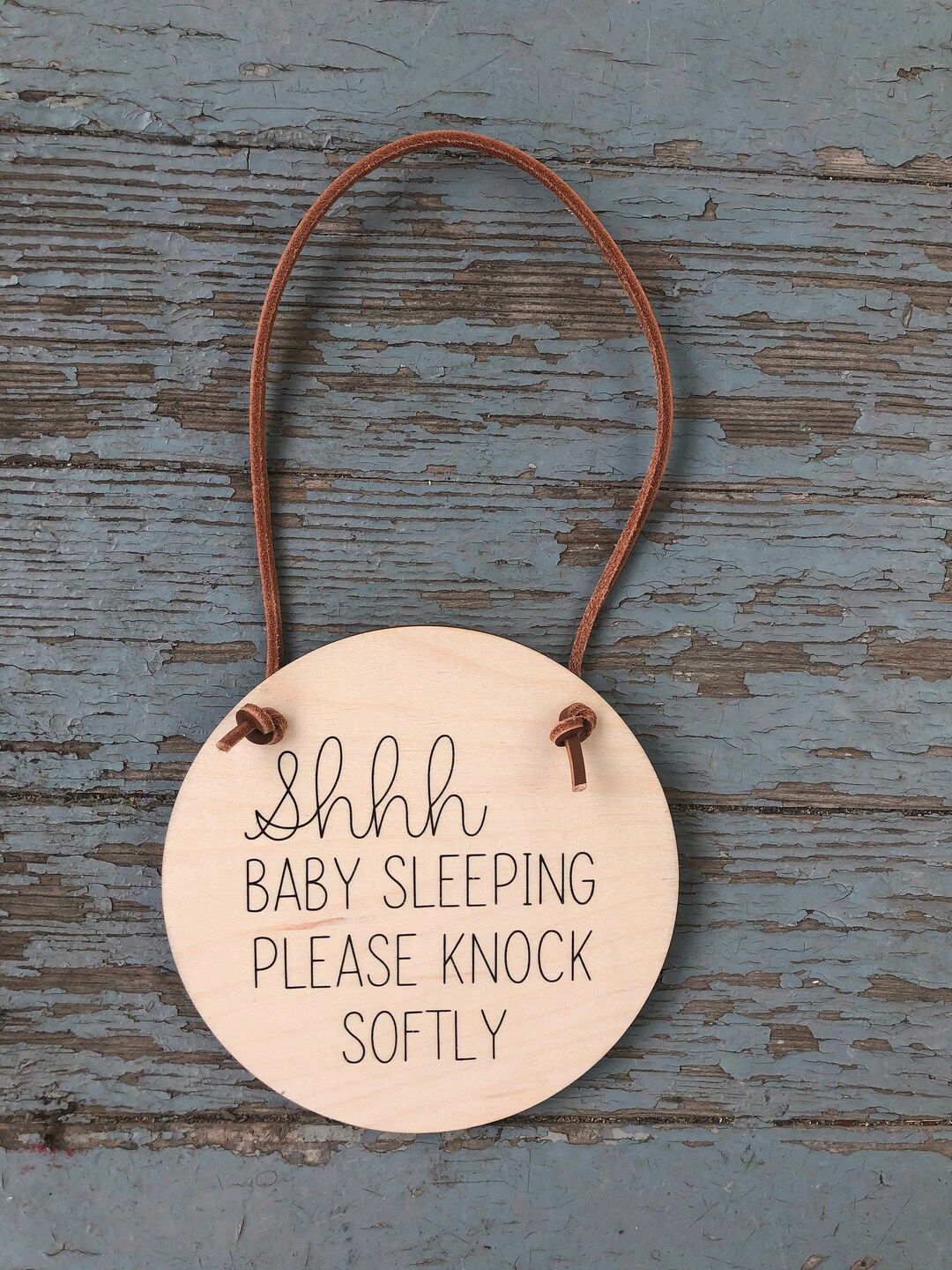 Baby Sleeping Wood Door Sign: Please Knock Softly - Etsy