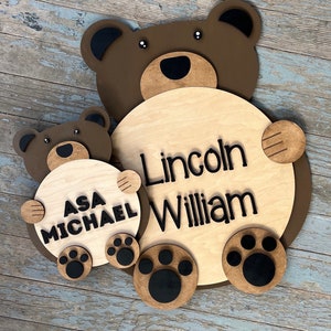 Custom Nursery Sign, Newborn Round Sign, Bear Round Sign, Teddy Bear ...