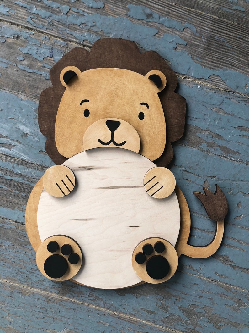 Custom nursery sign newborn round sign lion round sign lion | Etsy