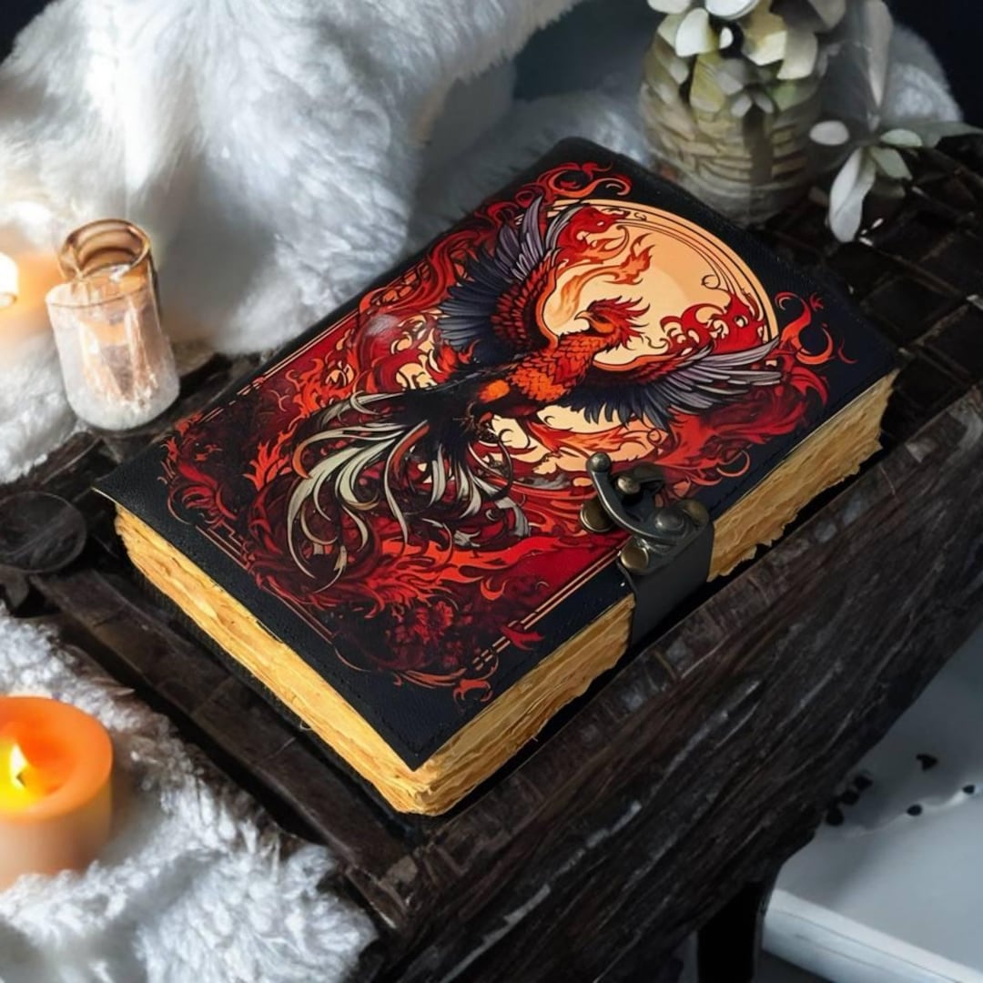 Phoenix Leather Journal – Handmade Embossed Notebook, Spell Book - Etsy