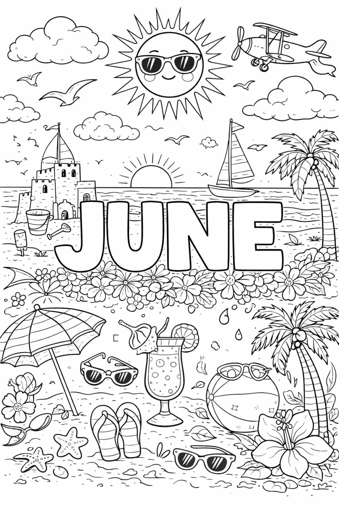 Summer Coloring Pages 3 Pack - Etsy