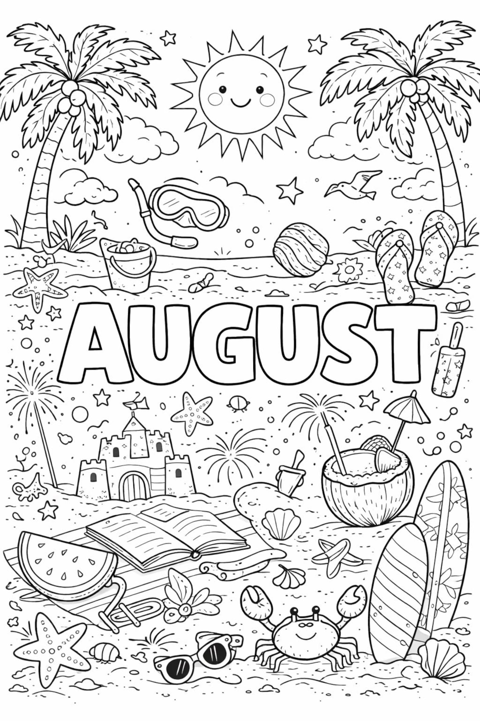 Summer Coloring Pages 3 Pack - Etsy