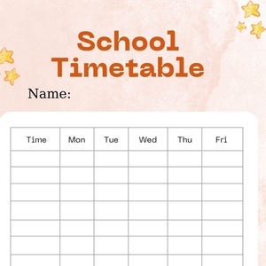 School Timetable Printable | Kids Weekly Schedule Chart | Student ...