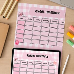 Pink School Timetable Printable | Cute Weekly Class Schedule (JPG ...