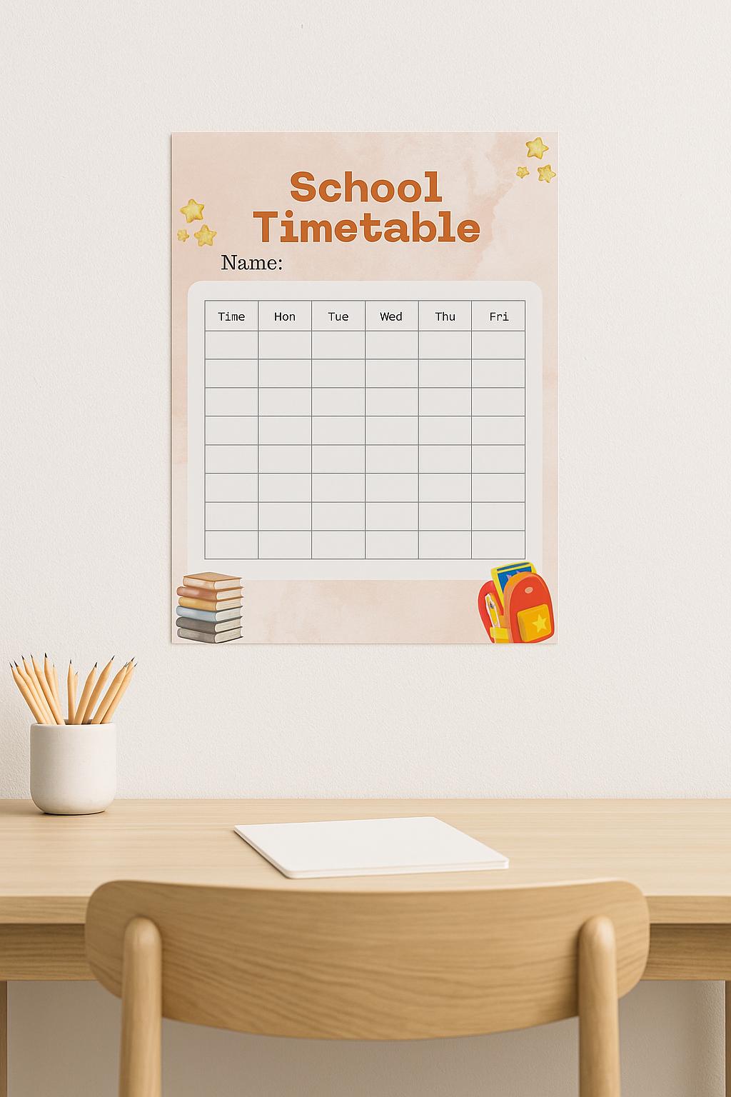 School Timetable Printable | Kids Weekly Schedule Chart | Student ...