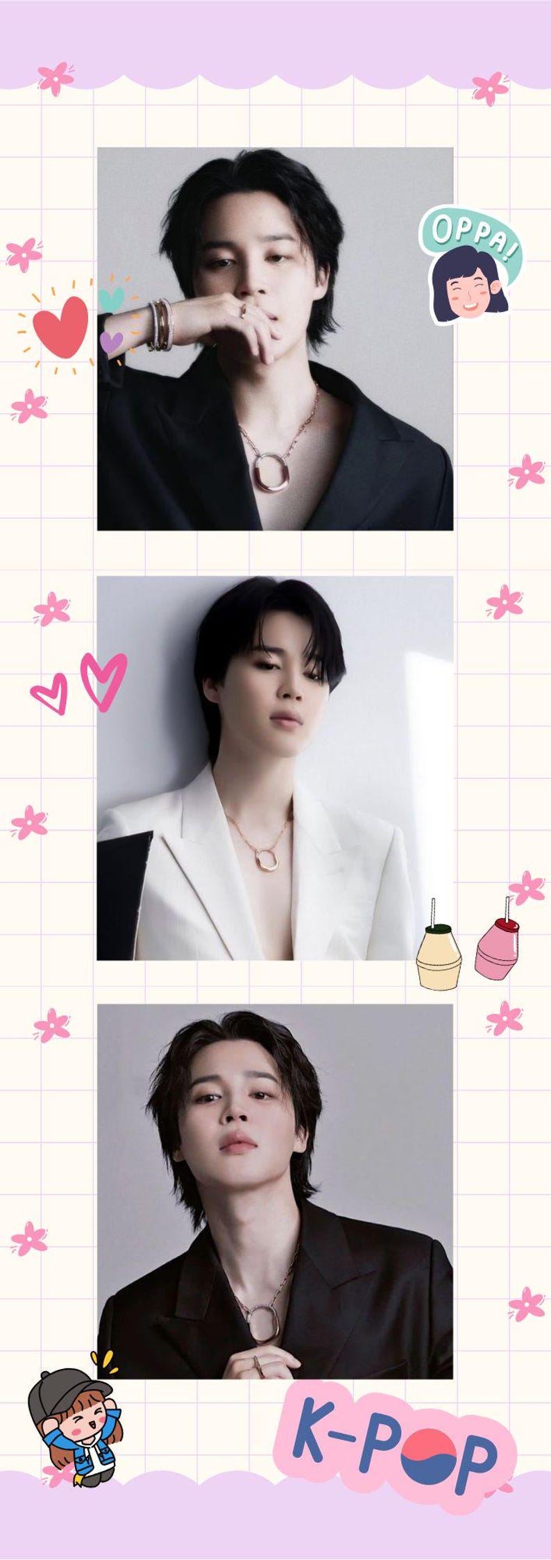 Printable Kpop Photostrip Bookmark | Jimin Fan Gift | Digital Download ...
