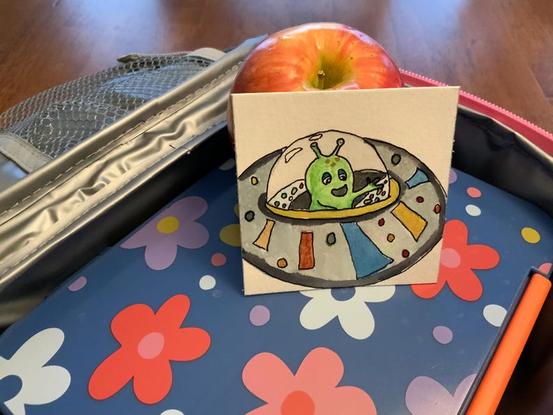 Printable Hand Painted Lunch Notes - Space & Aliens - Etsy