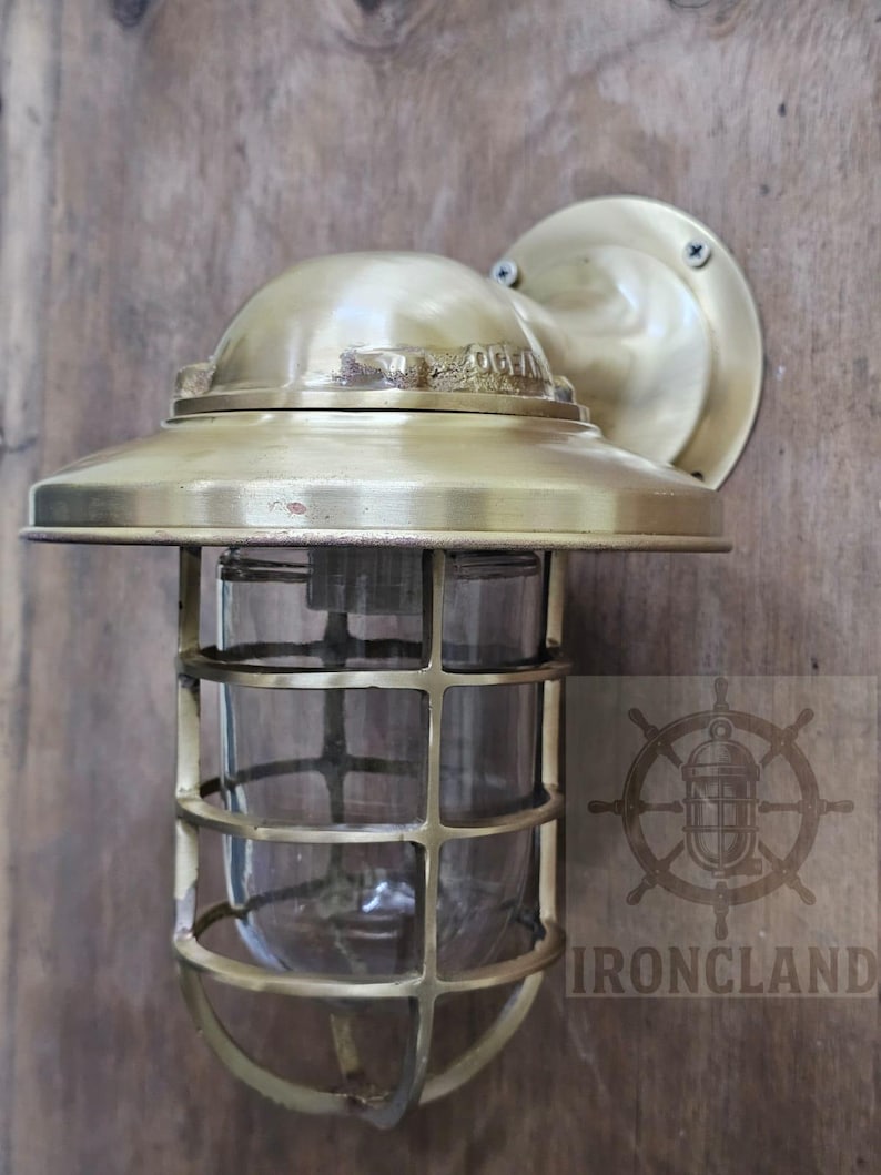 Vintage Brass Nautical Wall Sconce: Restored Marine Cage Light - Etsy