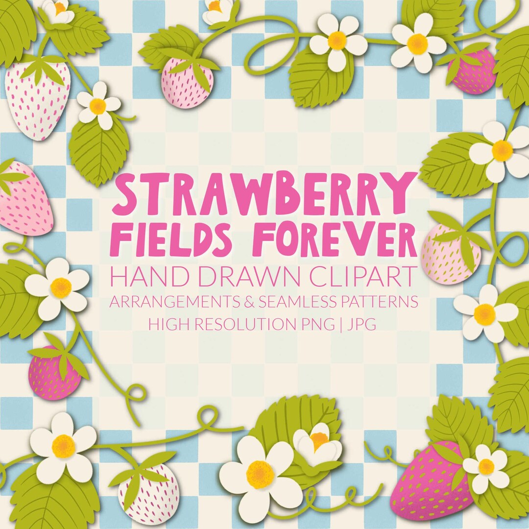 Strawberry Clipart, Strawberry Seamless Pattern File, Strawberry ...