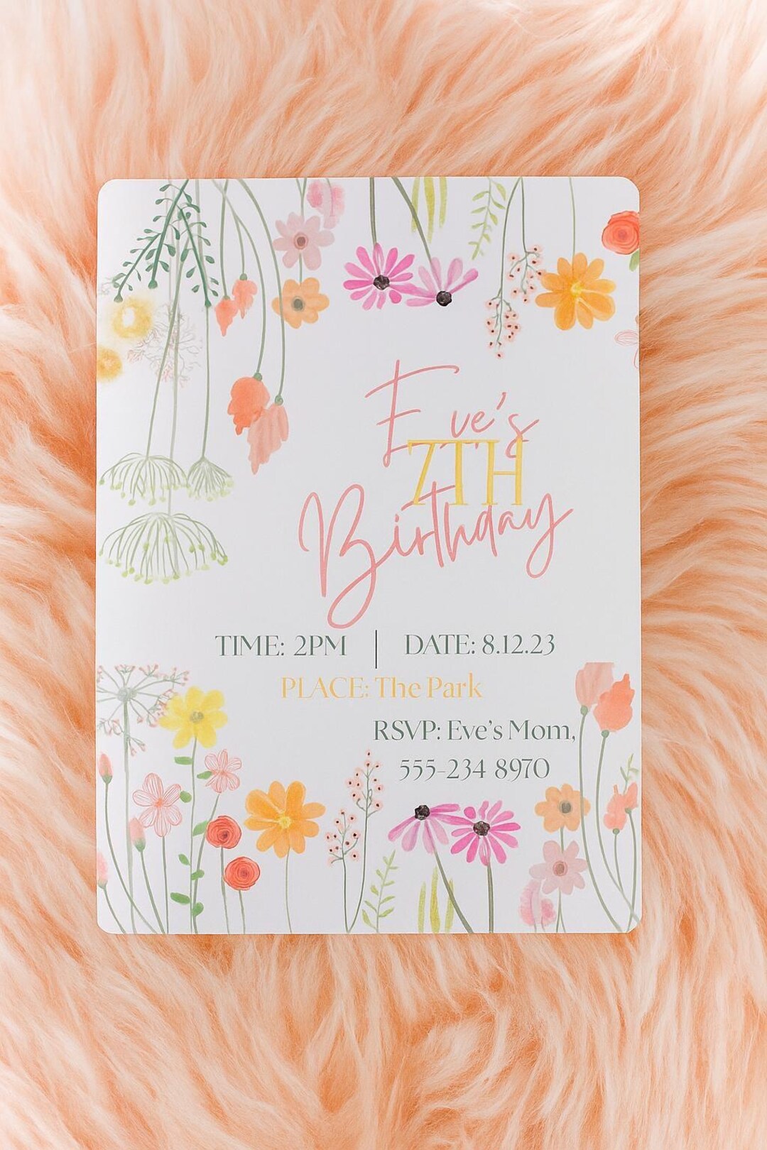 Editable Floral Birthday Invitation Template – Canva – Instant Download ...