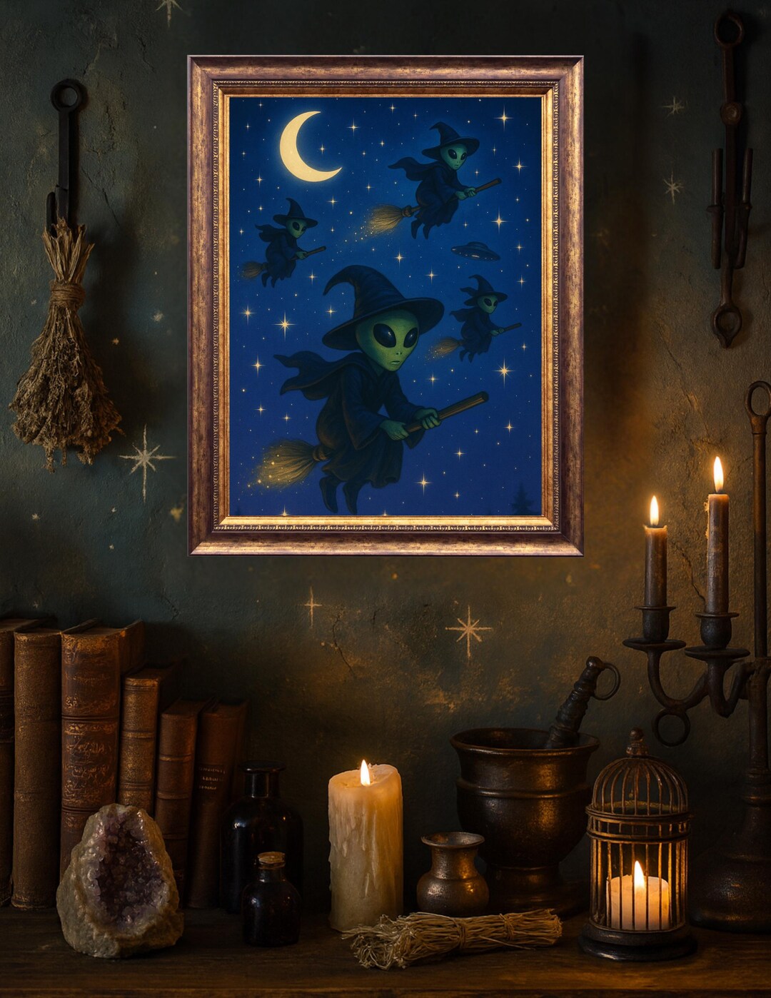 Alien Witch Coven Art Print, Cosmic Celestial Decor - Etsy