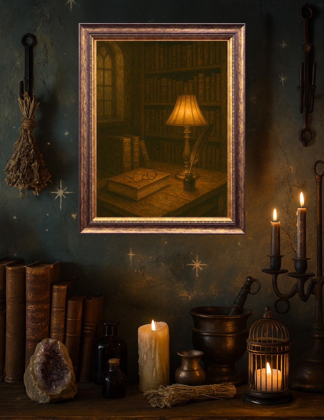 The Scholar’s Study – Dark Academia Library Art Print - Etsy