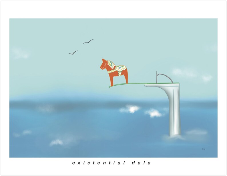 Contemporary Scandinavian Art Print Featuring the Iconic Swedish Dala ...