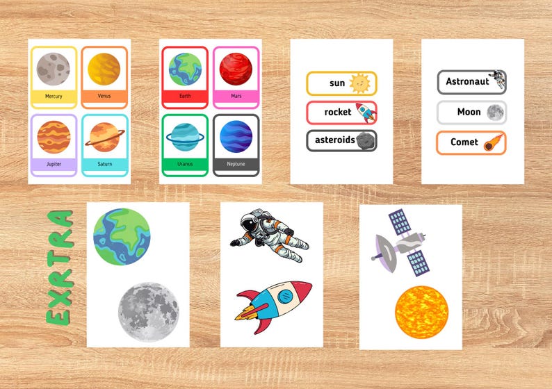 Solar System Flashcards Printable, Planets Flash Cards, Key Words - Etsy