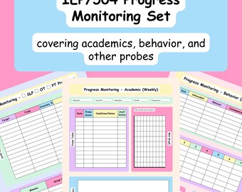 Pastel Progress Monitoring Sheets: Academic, Behavior, SLP/OT/PT Logs ...