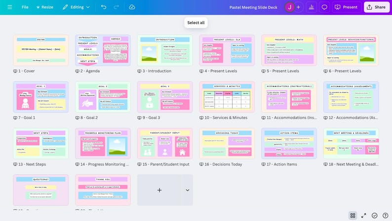 Editable IEP Meeting Slide Deck: Pastel Canva Presentation (digital ...