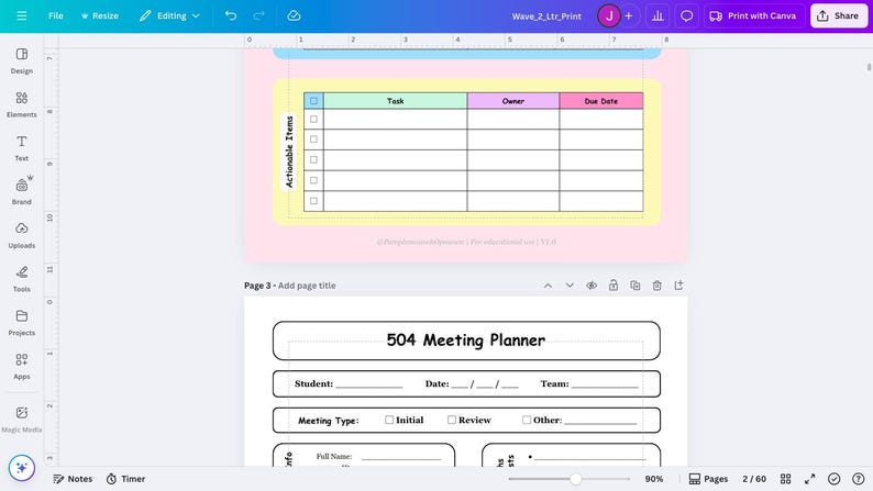 504 Meeting Planner | Editable Canva® Template - Etsy